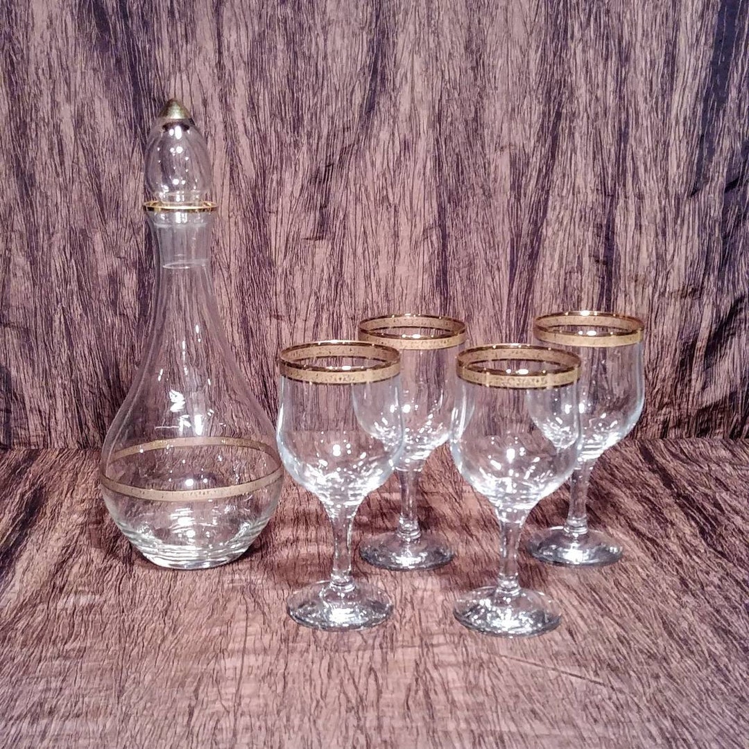 Imperial Crystal Collection, Decanter and Four Crystal Wine Glasses - Etsy