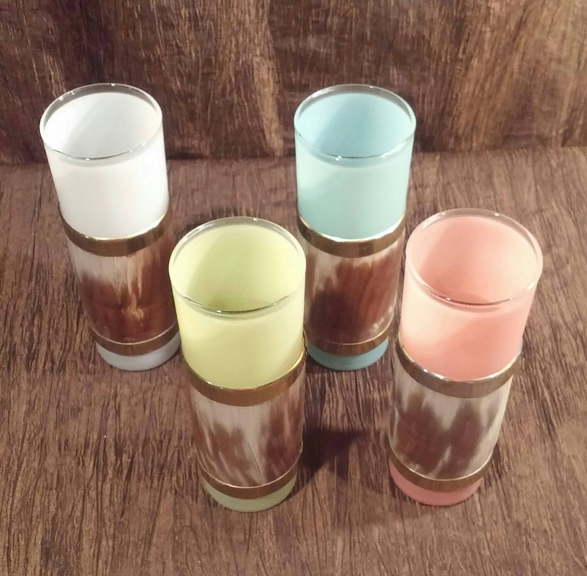 Set of 4 Vintage Siestaware Pastel Color Glasses With Wood | Etsy