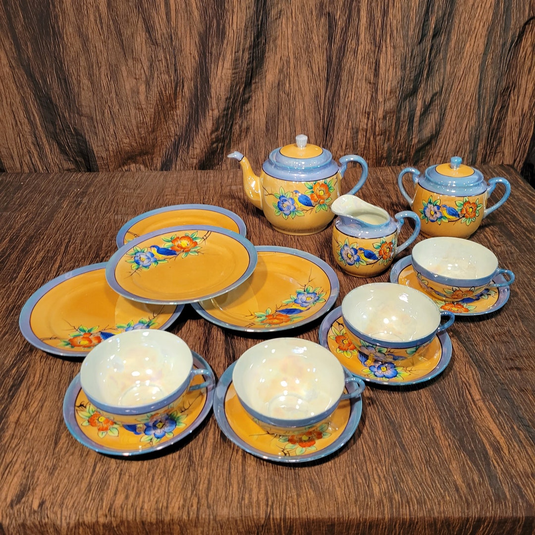 Vintage Japanese T T Takito Lusterware Tea Set and Plates Serving for 4 ...