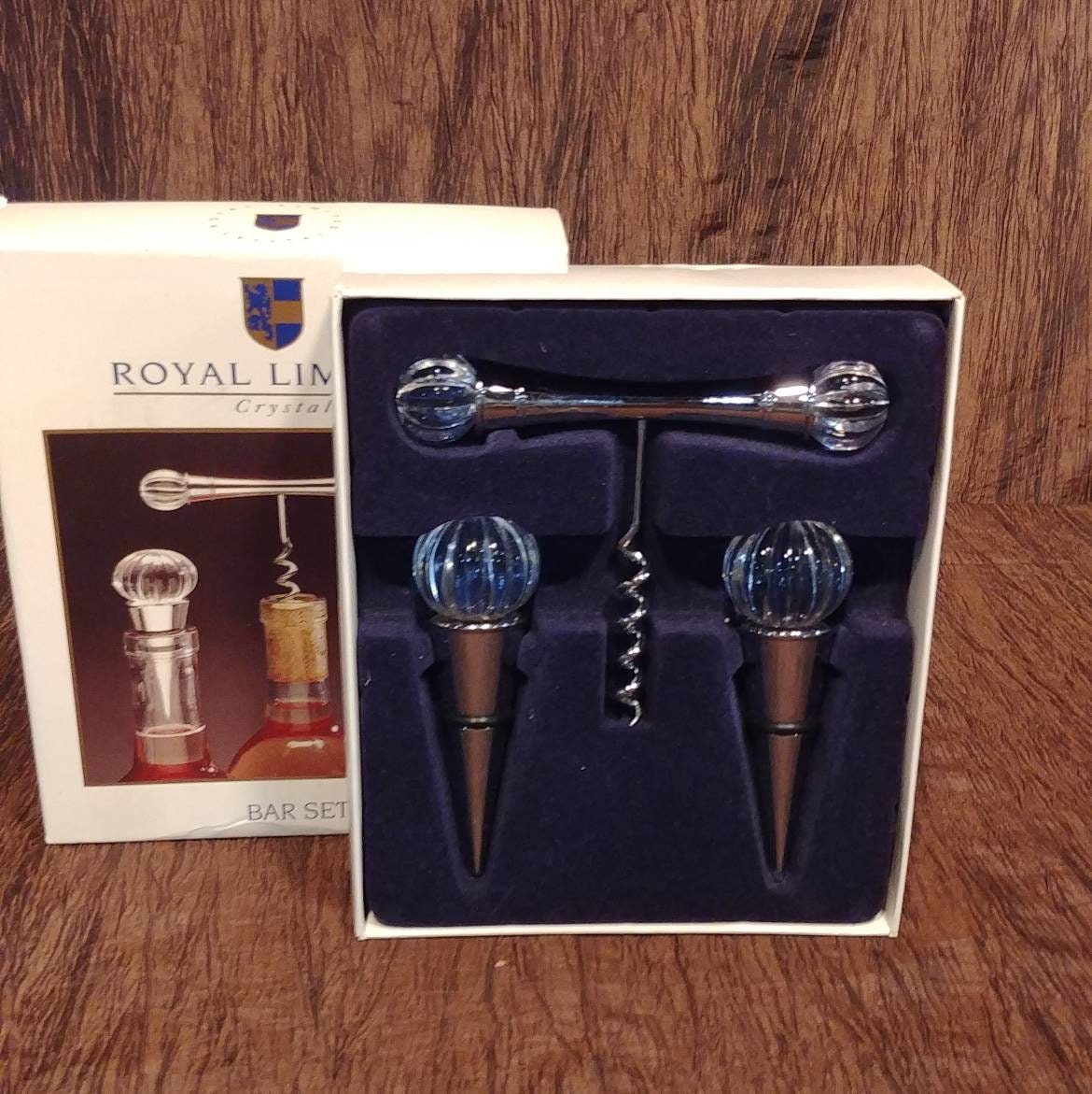 3 Piece Royal Limited Crystal Bar Set, 1 Cork Screw 2 Wine Stoppers - Etsy