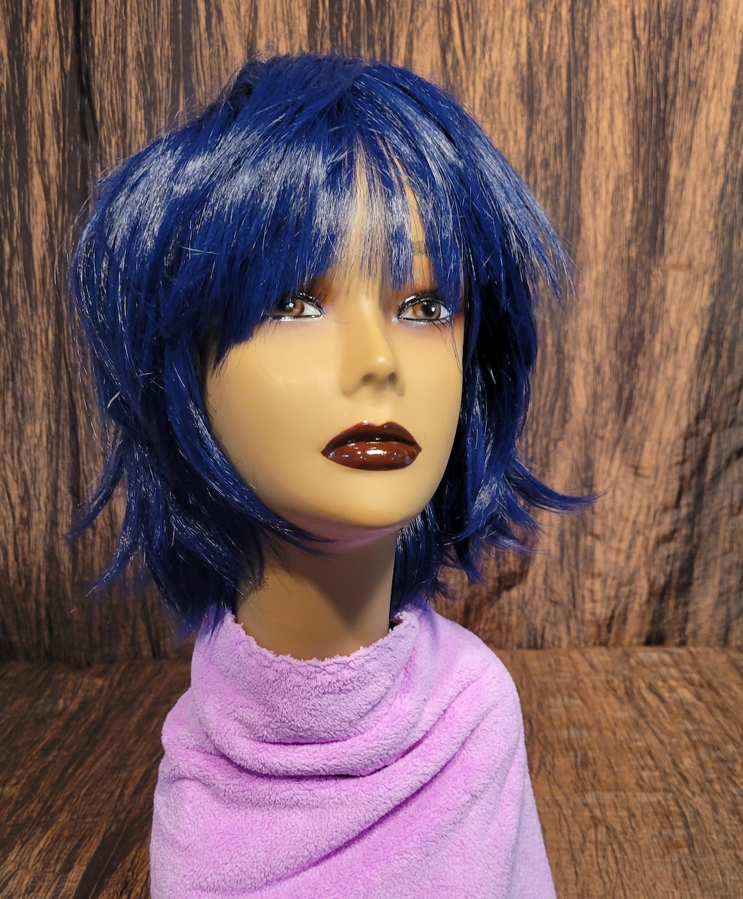 Short Spiky Dark Navy Blue Wig - Etsy