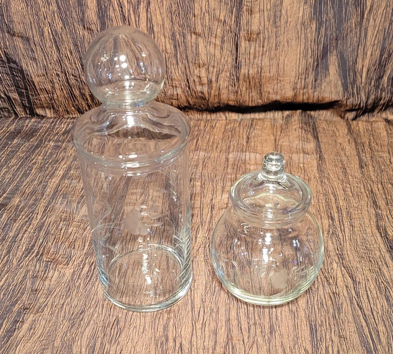 Set of 2 Princess House Heritage Jars With Lids, Candy and Cotton Ball ...