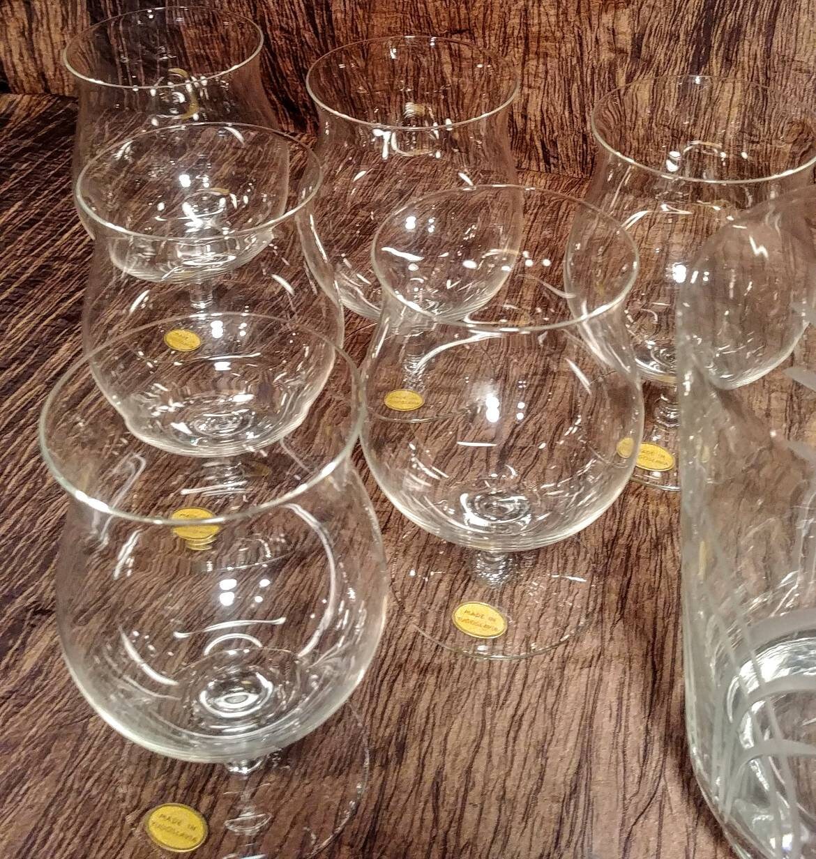 Romanian Crystal Decanter Paired With Eight Yugoslavia Crystal - Etsy