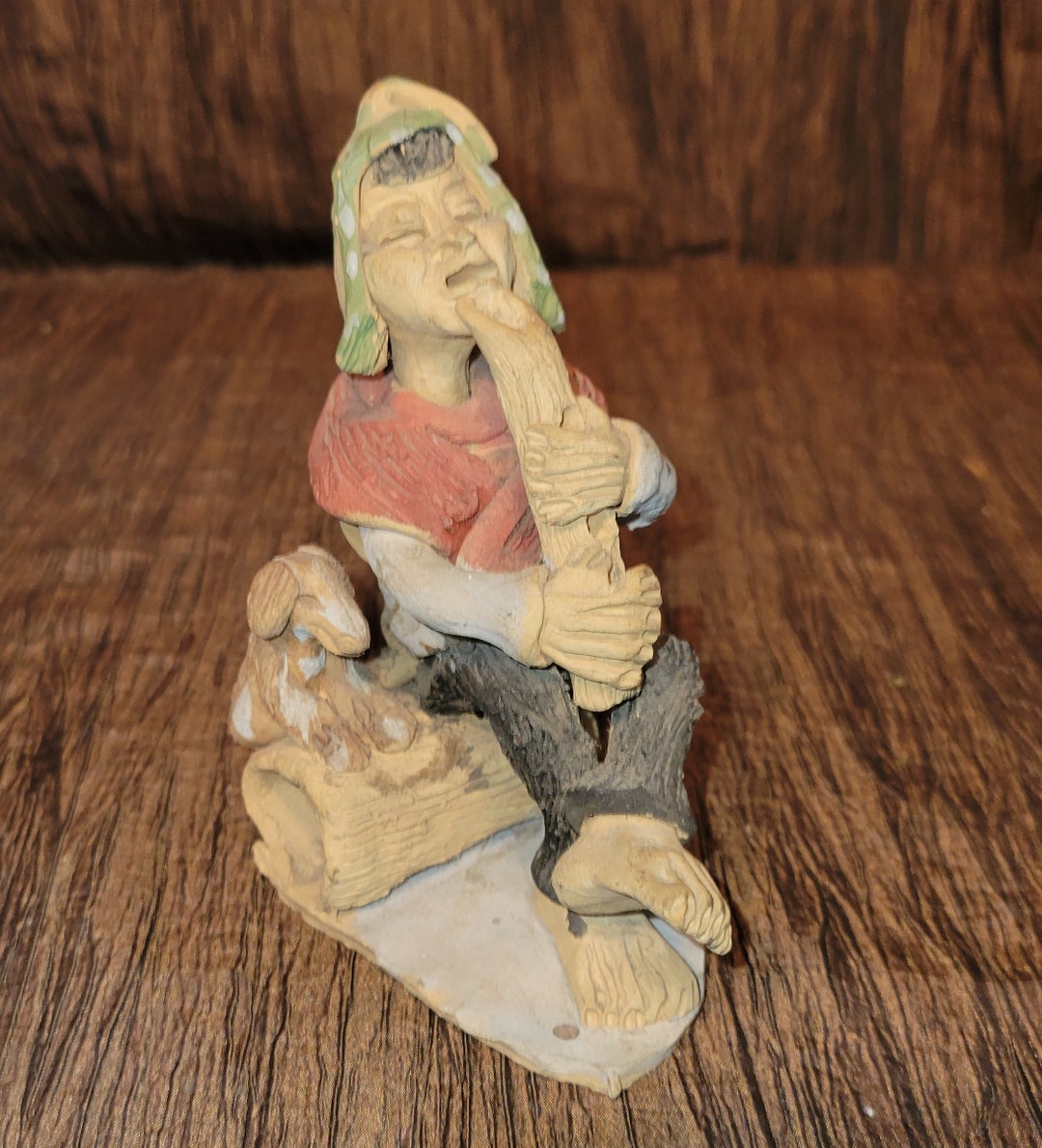 Vintage Cristobal Mamani Clay Sculpture, Man With Wood Flute, Signed - Etsy