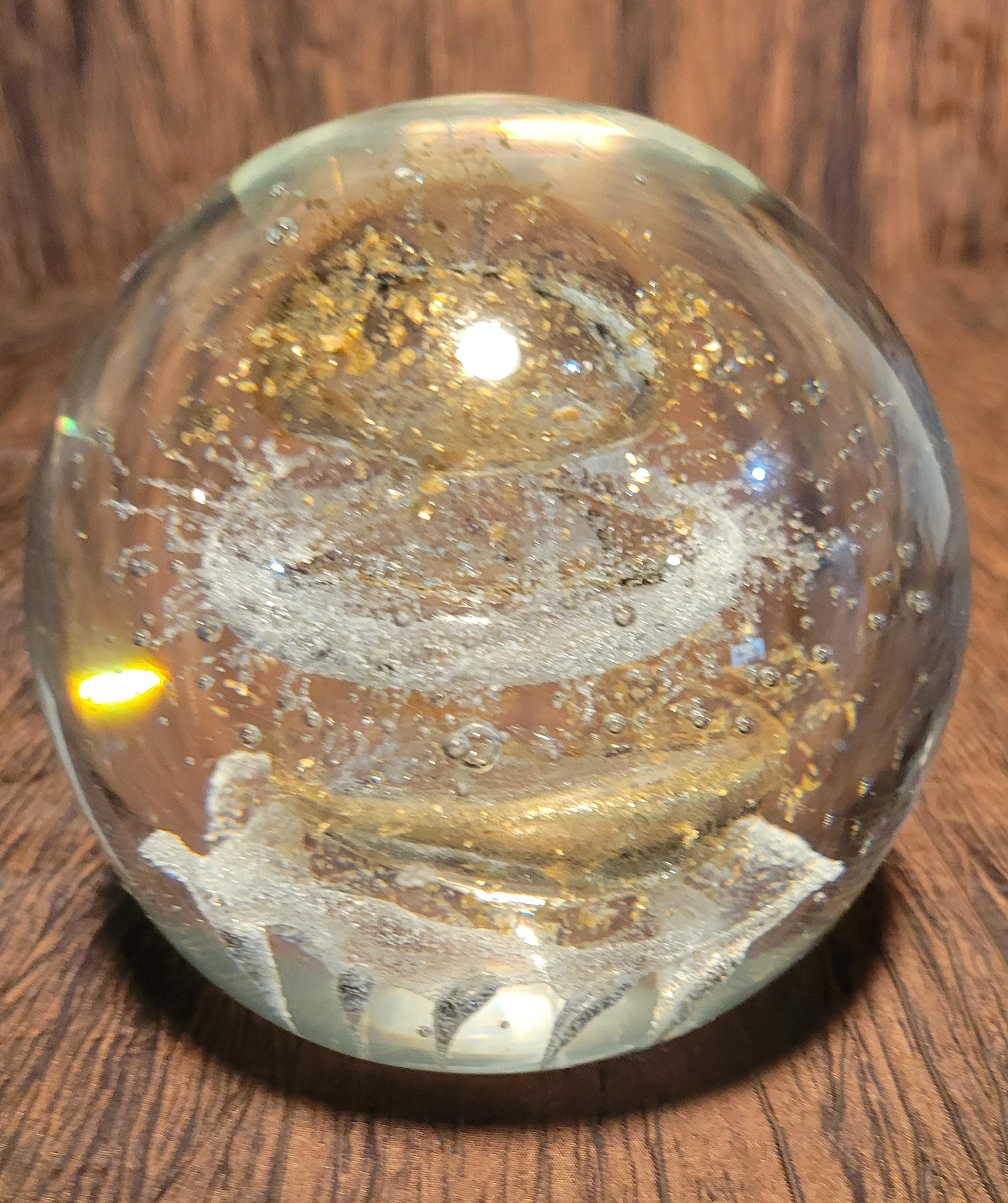 Large Glass Globe Art Glass Paperweight With Gold and Silver Glitter - Etsy