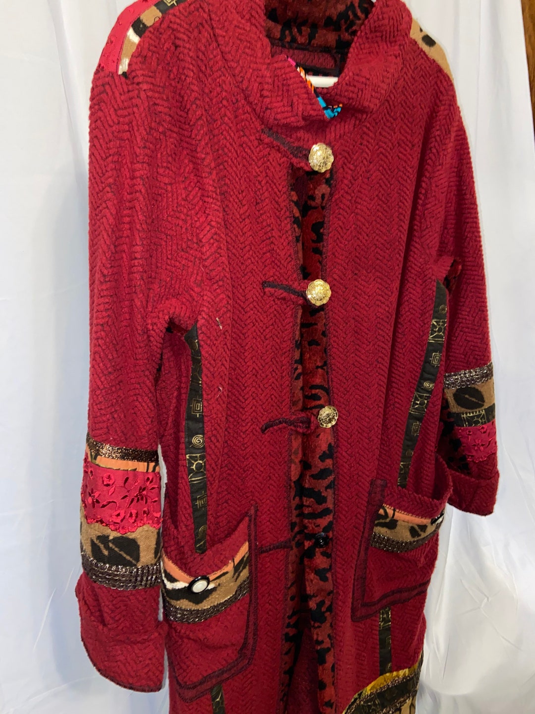 Ladies, Red Knit Jacket, Accents of the Mudcloth, and Cowie Shells ...