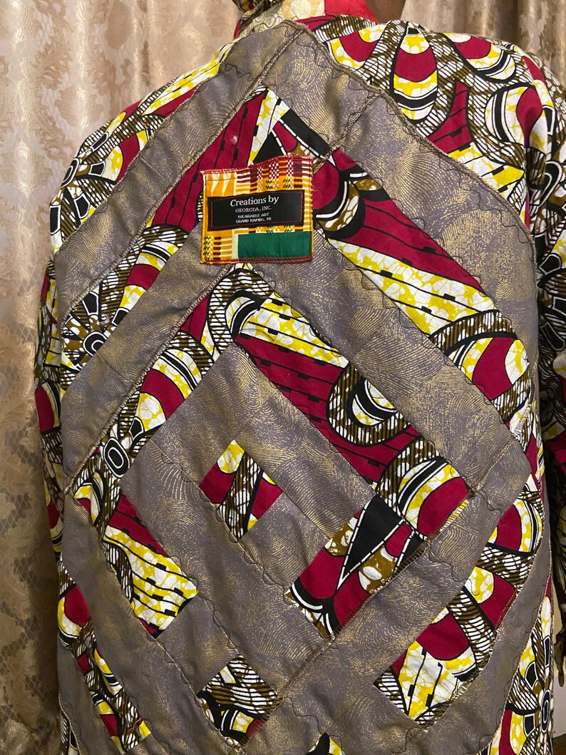 Jacket Duster, Scarf, Head-wrap Incl. African Print Fabric, Size 16-18 ...