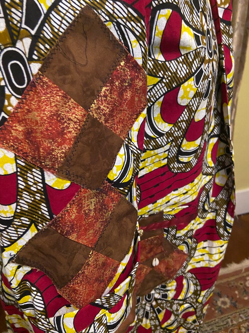 Jacket Duster, Scarf, Head-wrap Incl. African Print Fabric, Size 16-18 ...