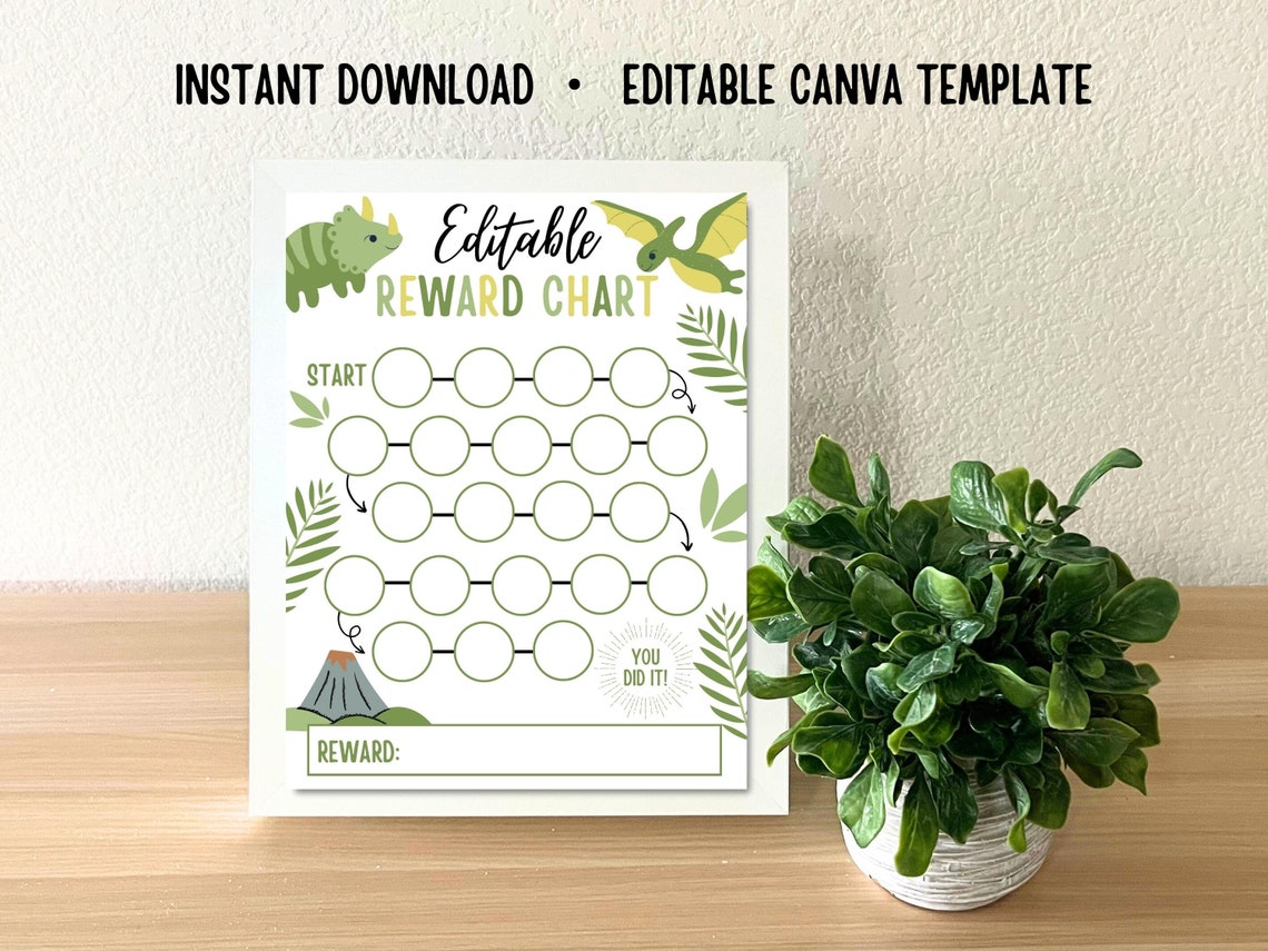 Editable Dinosaur Reward Chart for Kid Toddler Printable Daily Routine ...