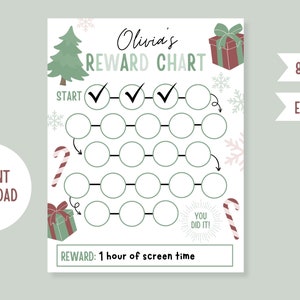 Editable Christmas Reward Chart for Kid Toddler Printable Daily Routine ...