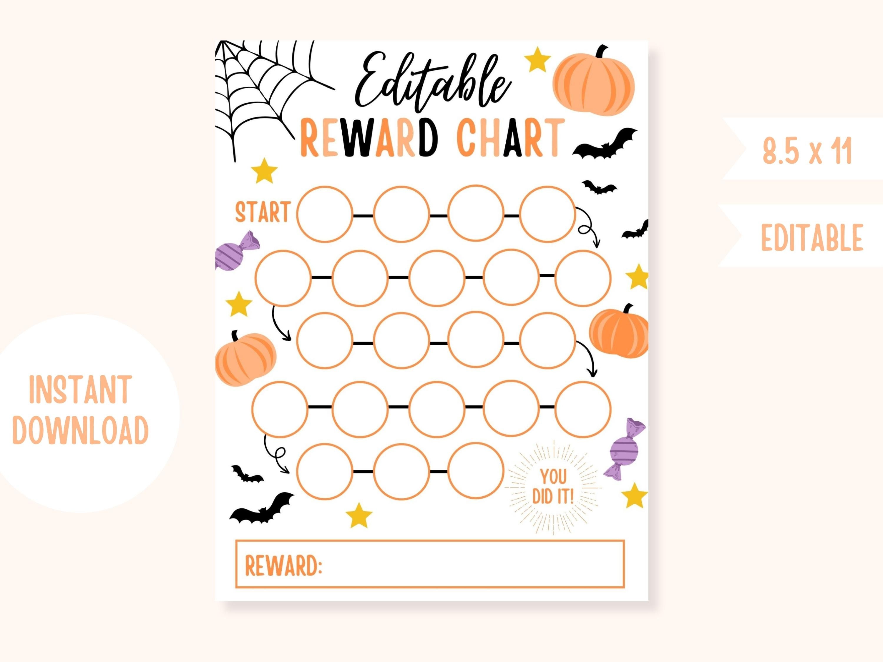 Editable Halloween Reward Chart for Kid Toddler Printable - Etsy UK