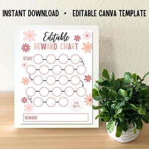 Editable Flower Reward Chart for Kid Toddler Printable Girl Daily ...