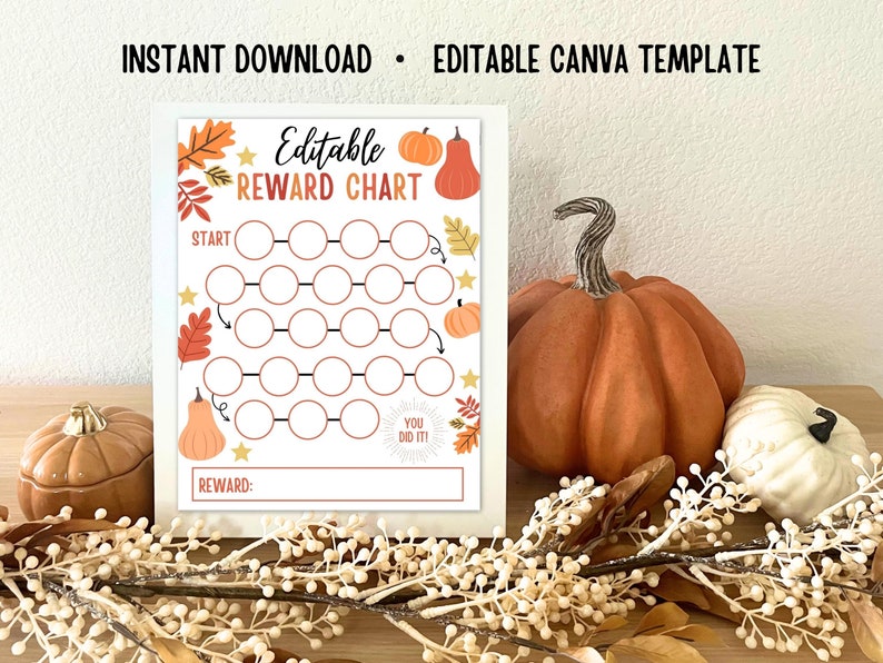 Editable Fall Reward Chart for Kid Toddler Autumn Printable Daily ...