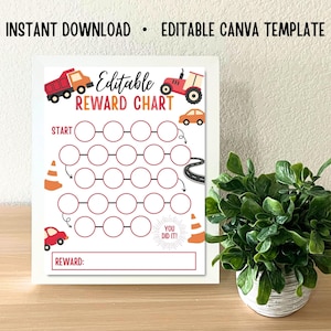 Editable Vehicle Reward Chart for Kid Toddler Printable Car Daily ...