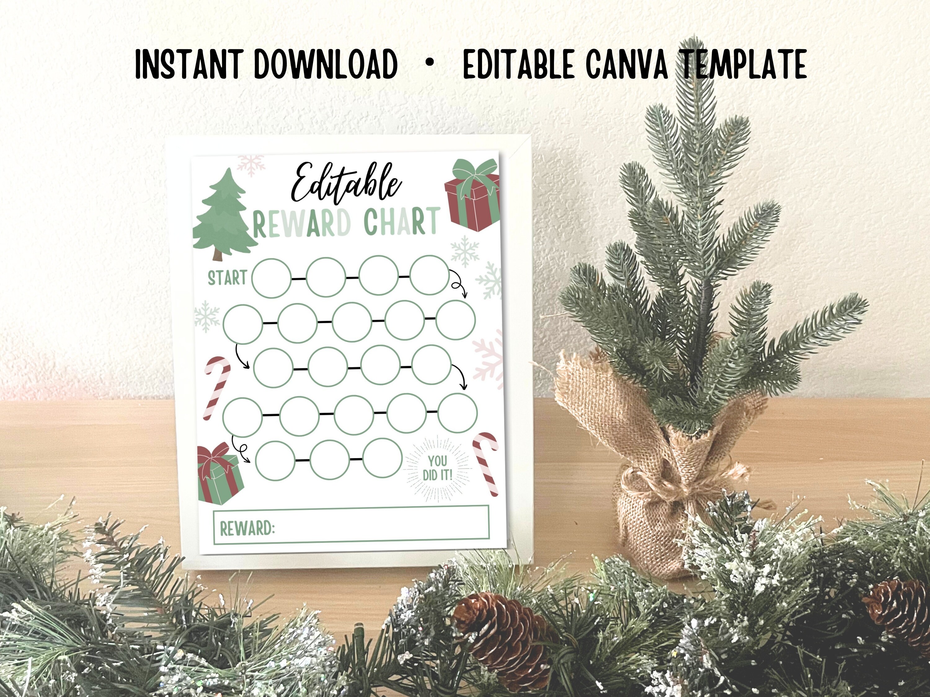 Editable Christmas Reward Chart for Kid Toddler Printable Daily Routine ...