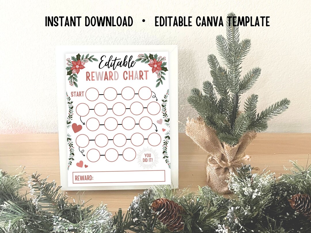 Editable Christmas Flower Reward Chart for Kid Toddler Printable Daily ...