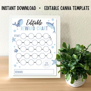 Editable Shark Reward Chart for Kid Toddler Printable Boy Daily Routine ...