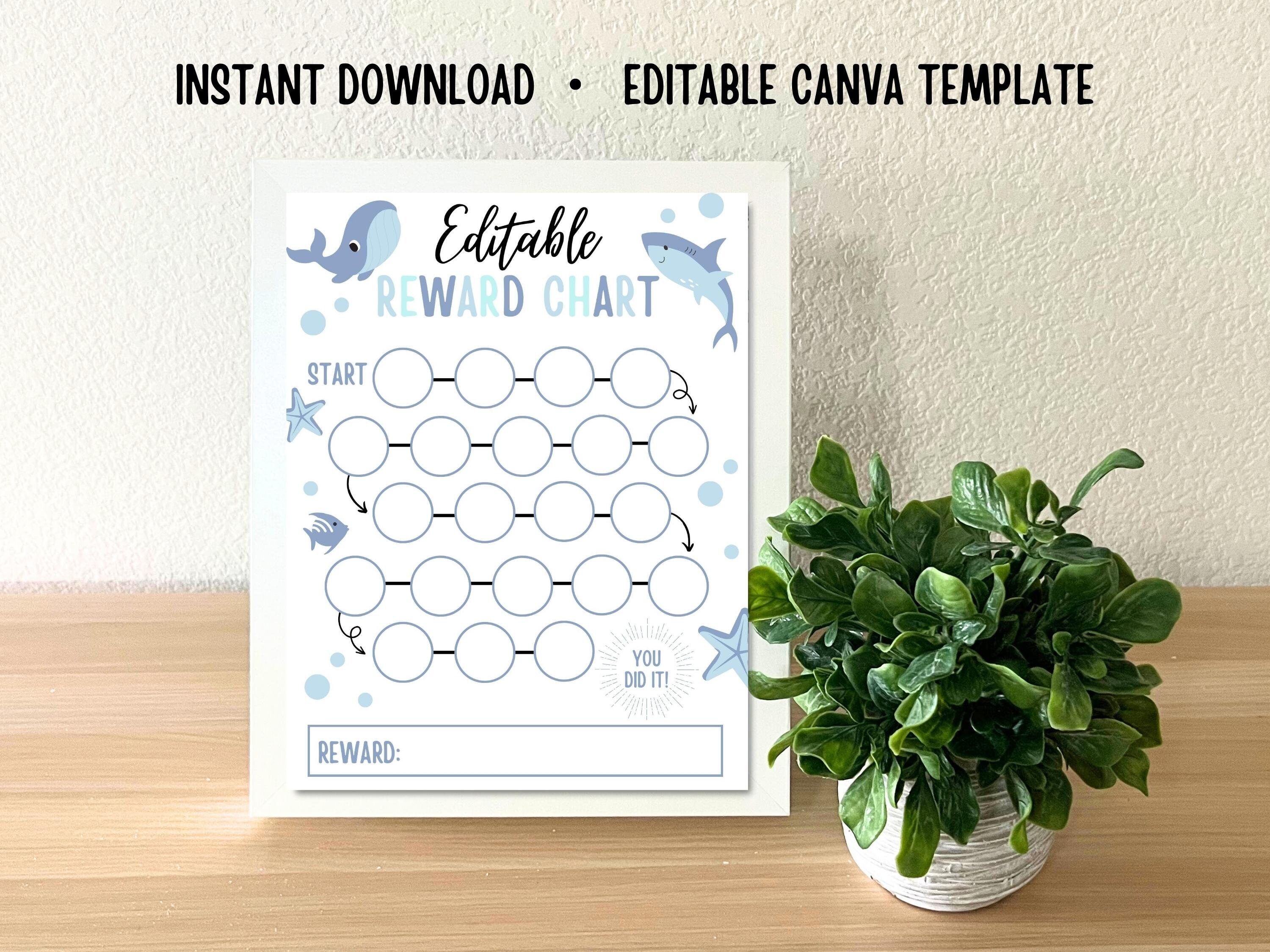 Editable Shark Reward Chart for Kid Toddler Printable Boy Daily Routine ...