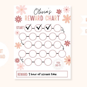 Editable Flower Reward Chart for Kid Toddler Printable Girl Daily ...