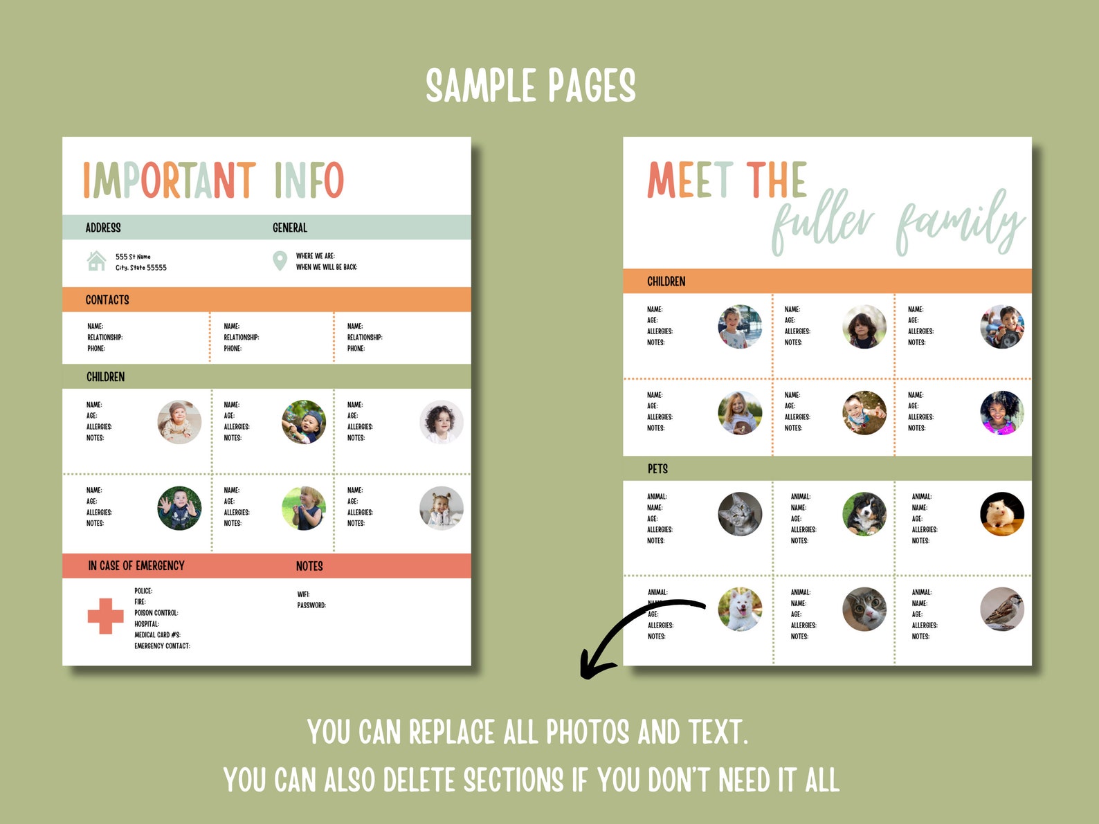 Editable Babysitter Notes Nanny Binder Information Sheet Chart Guide ...