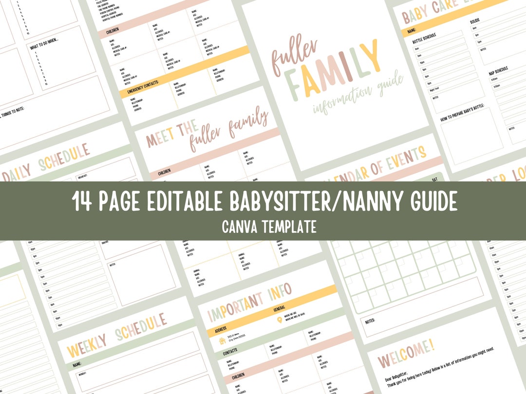 Editable Babysitter Notes Nanny Binder Information Sheet Chart Guide ...