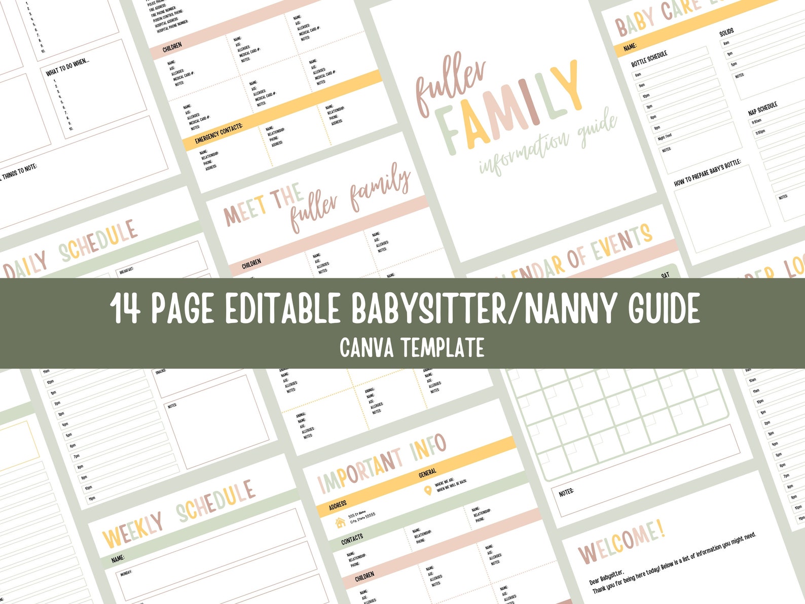Editable Babysitter Notes Nanny Binder Information Sheet Chart Guide ...