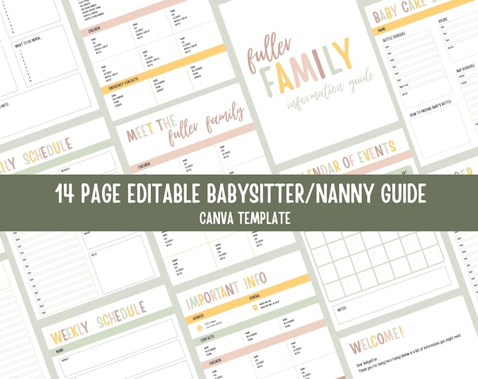 EDITABLE Babysitter Information Sheet,babysitter Guide,babysitter Notes ...