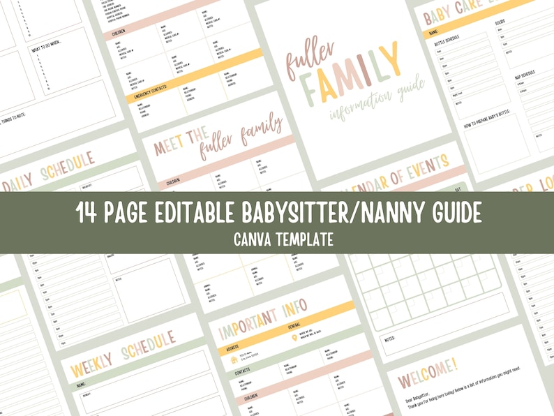 Editable Babysitter Notes Nanny Binder Information Sheet Chart Guide ...