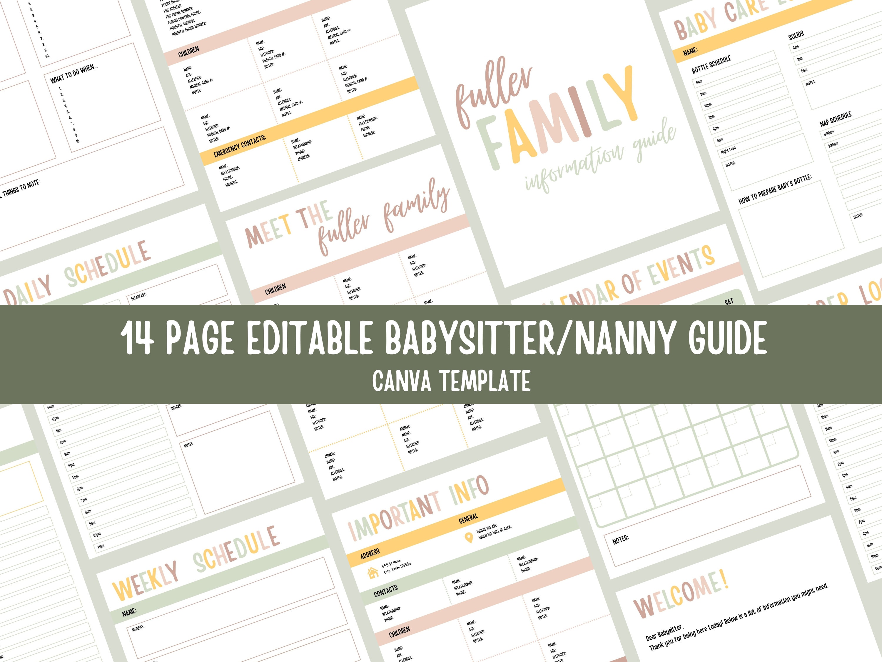 Editable Babysitter Notes Nanny Binder Information Sheet Chart Guide ...