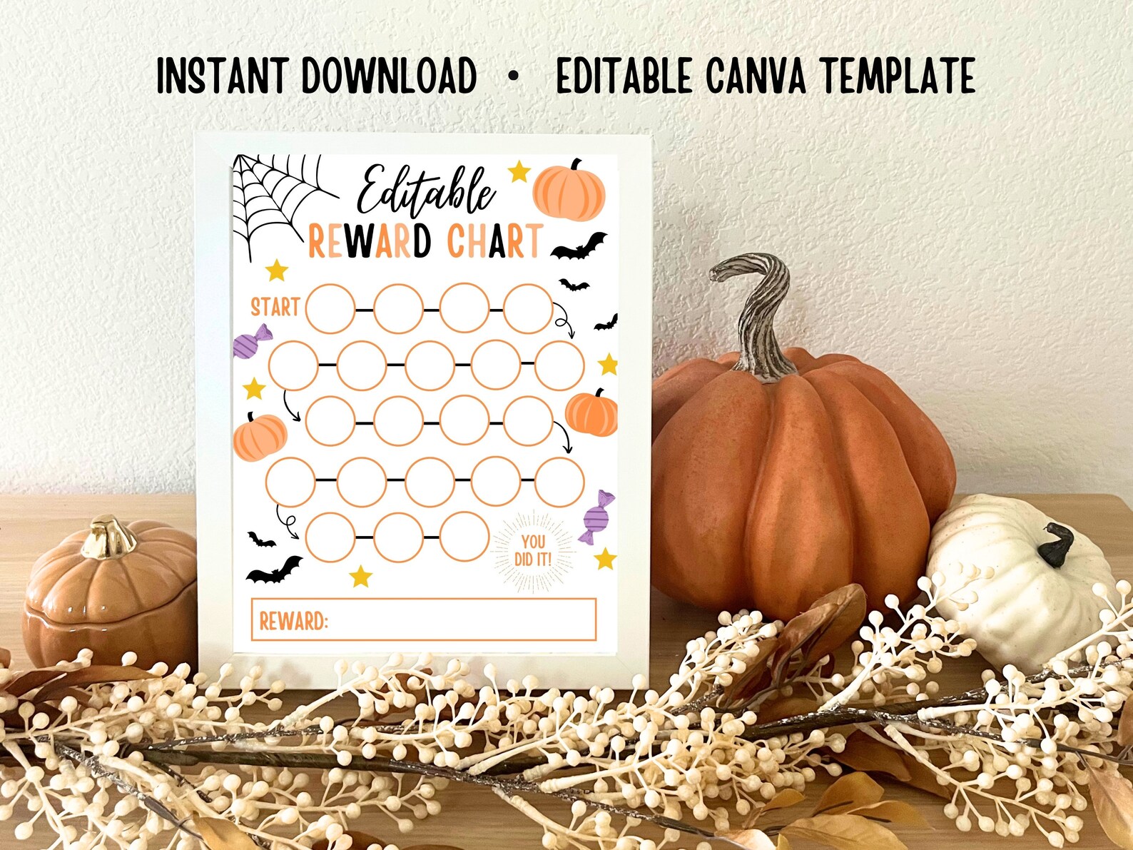 Editable Halloween Reward Chart for Kid Toddler Printable Daily Routine ...