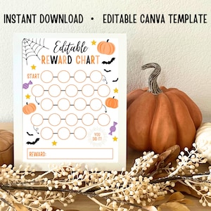 Editable Halloween Reward Chart for Kid Toddler Printable Daily Routine ...