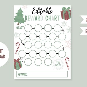 Editable Christmas Reward Chart for Kid Toddler Printable - Etsy