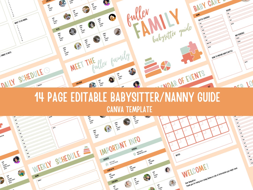 Editable Babysitter Notes Nanny Binder Information Sheet Chart Guide ...