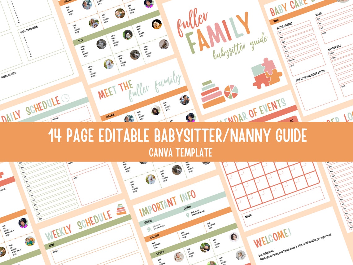 Editable Babysitter Notes Nanny Binder Information Sheet Chart Guide ...