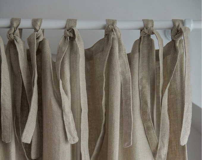 Custom Linen Curtains, Linen Roll up Curtains, Tie up Linen Curtain ...