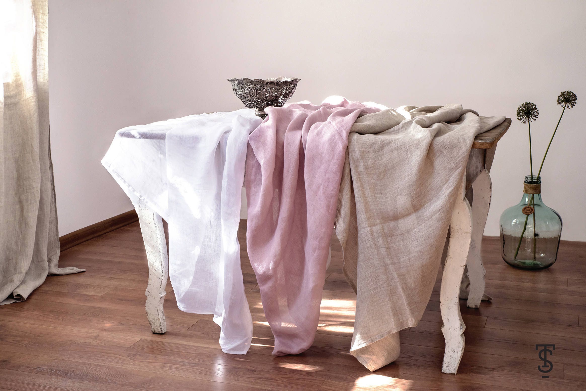 Softened and Transparent Long Rectangle Linen Tablecloth | Etsy