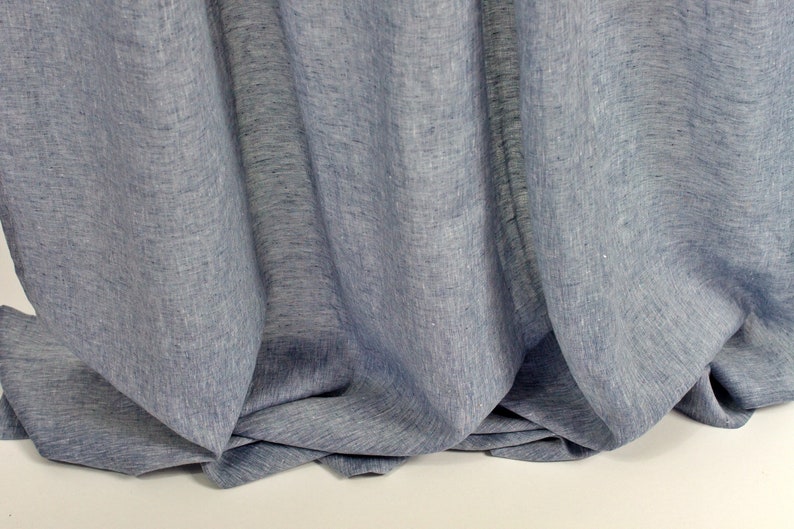 Blue Linen Curtain Panel: Semi Sheer Rod Pocket, Living Room Decor - Etsy