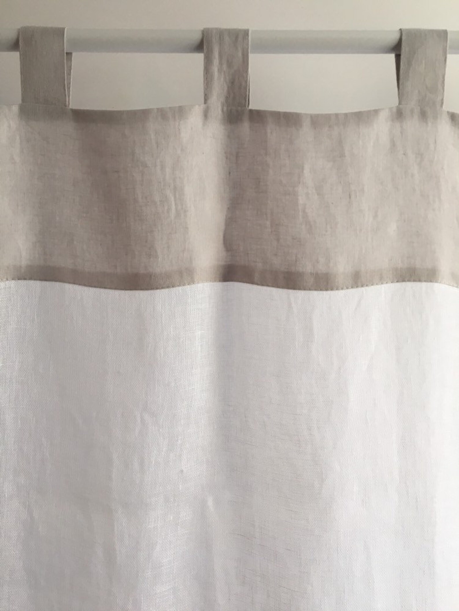 Sheer White Linen Curtains, Stone Washed Tab Top Curtain Panel - Etsy