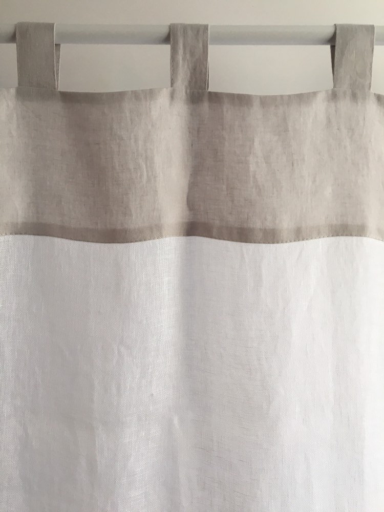 Sheer White Linen Curtains, Stone Washed Tab Top Curtain Panel - Etsy