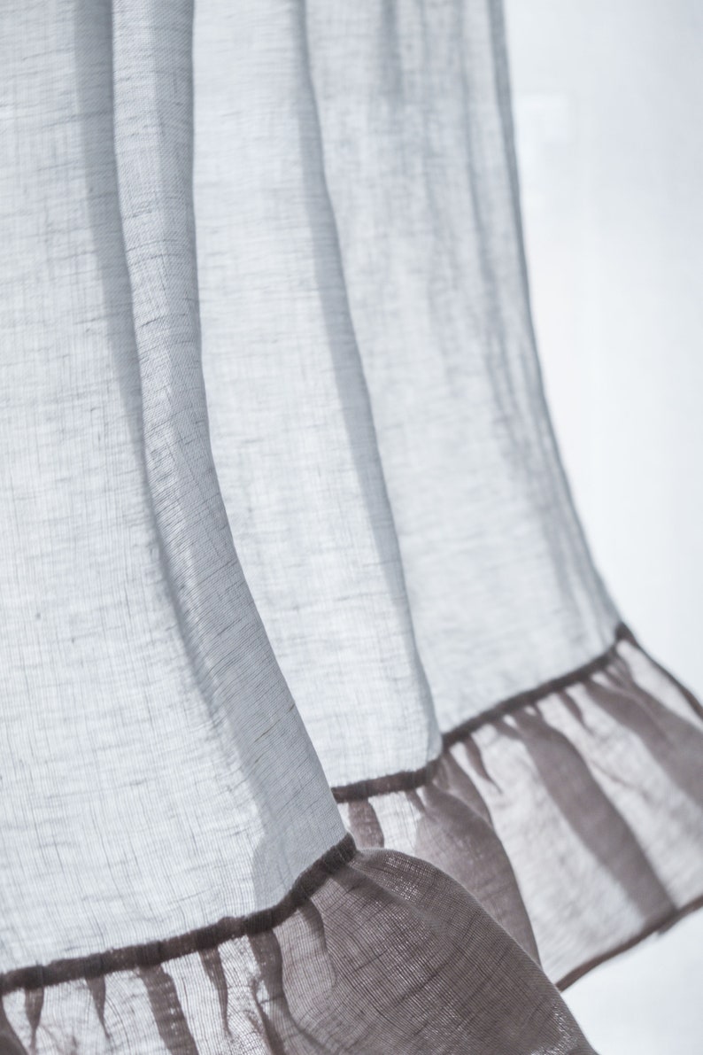 Linen Ruffle Cafe Curtains White Ruffle Window Kitchen - Etsy