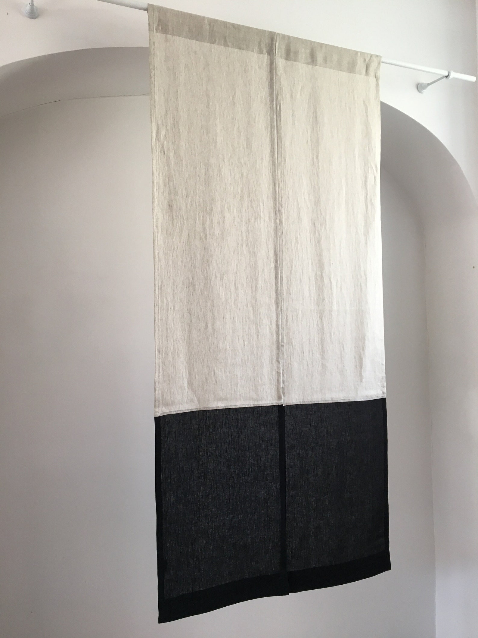 Japanese Linen Noren Linen Noren Curtain Double Color Room - Etsy