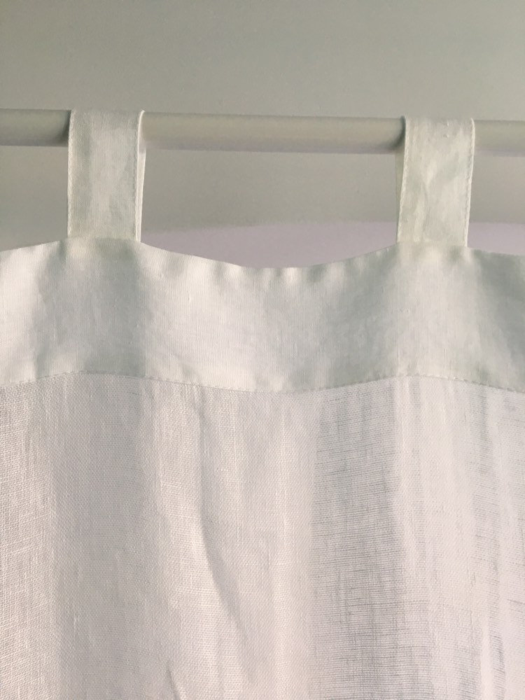 White Tab Top Linen Curtains Sheer Linen Panel in Simple - Etsy