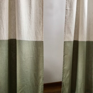 Rod Pocket Linen Curtain, Linen Curtain Panel, Green Linen Window ...