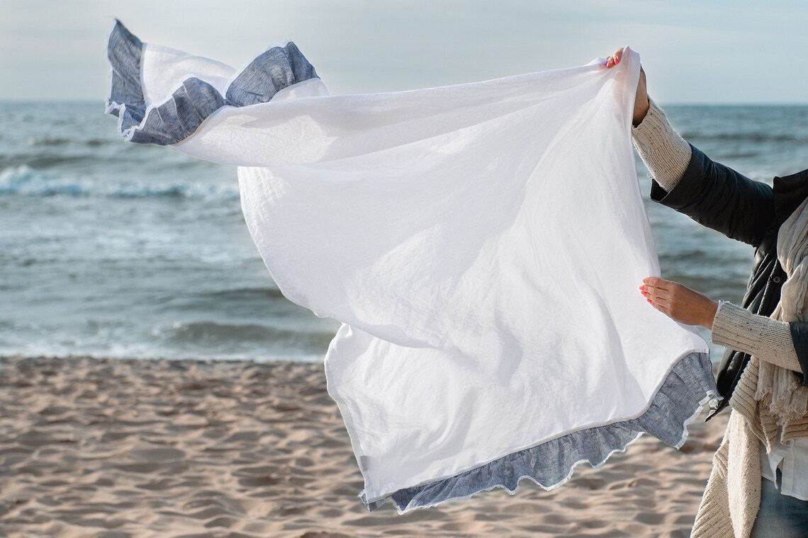 Linen Beach Ruffle Towel Ruffled Linen Hand Towels in Shabby - Etsy