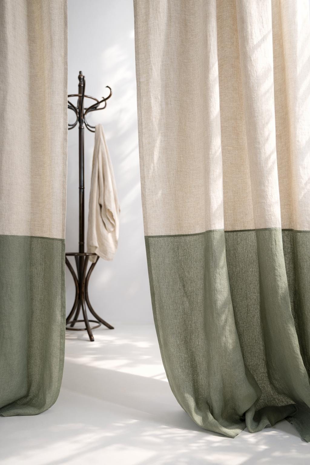 Two-tone Linen Curtain Panel: Oatmeal Top, Choose Bottom Color - Etsy