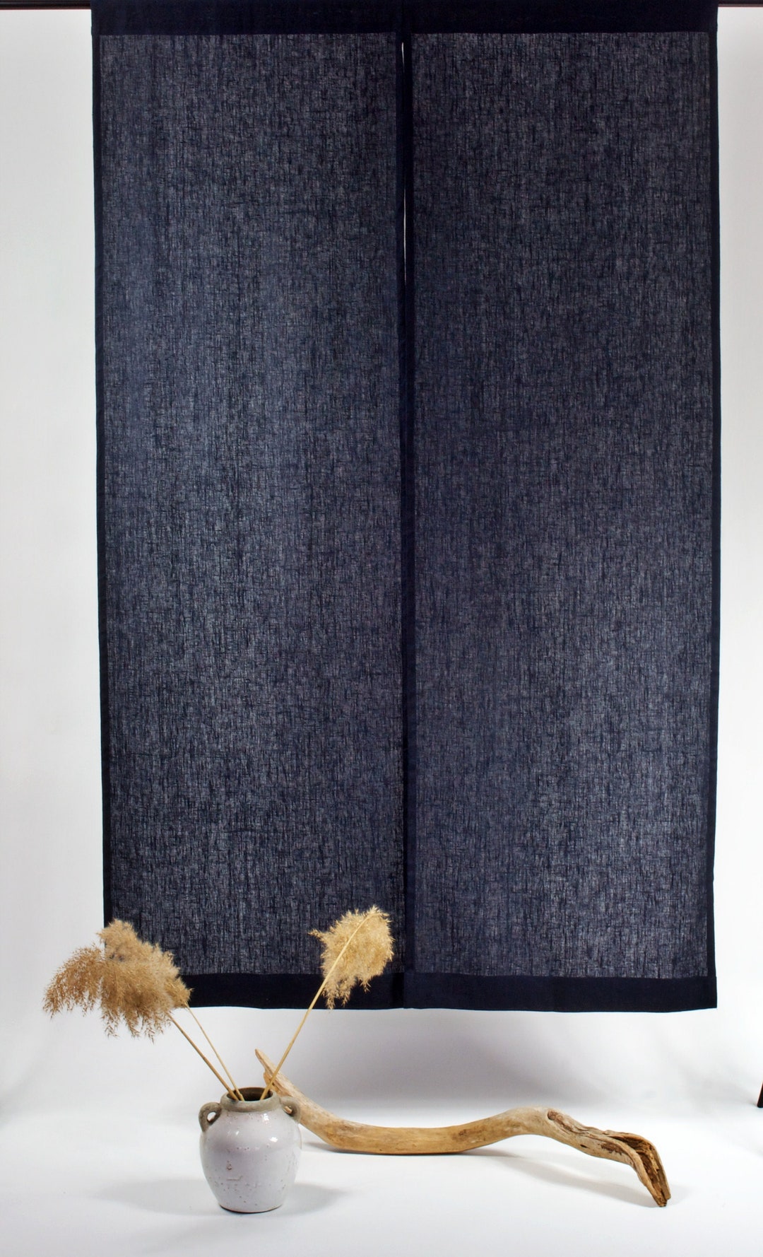 Linen Curtain Japanese Style, Dark Linen Noren, Heavy Linen Noren ...