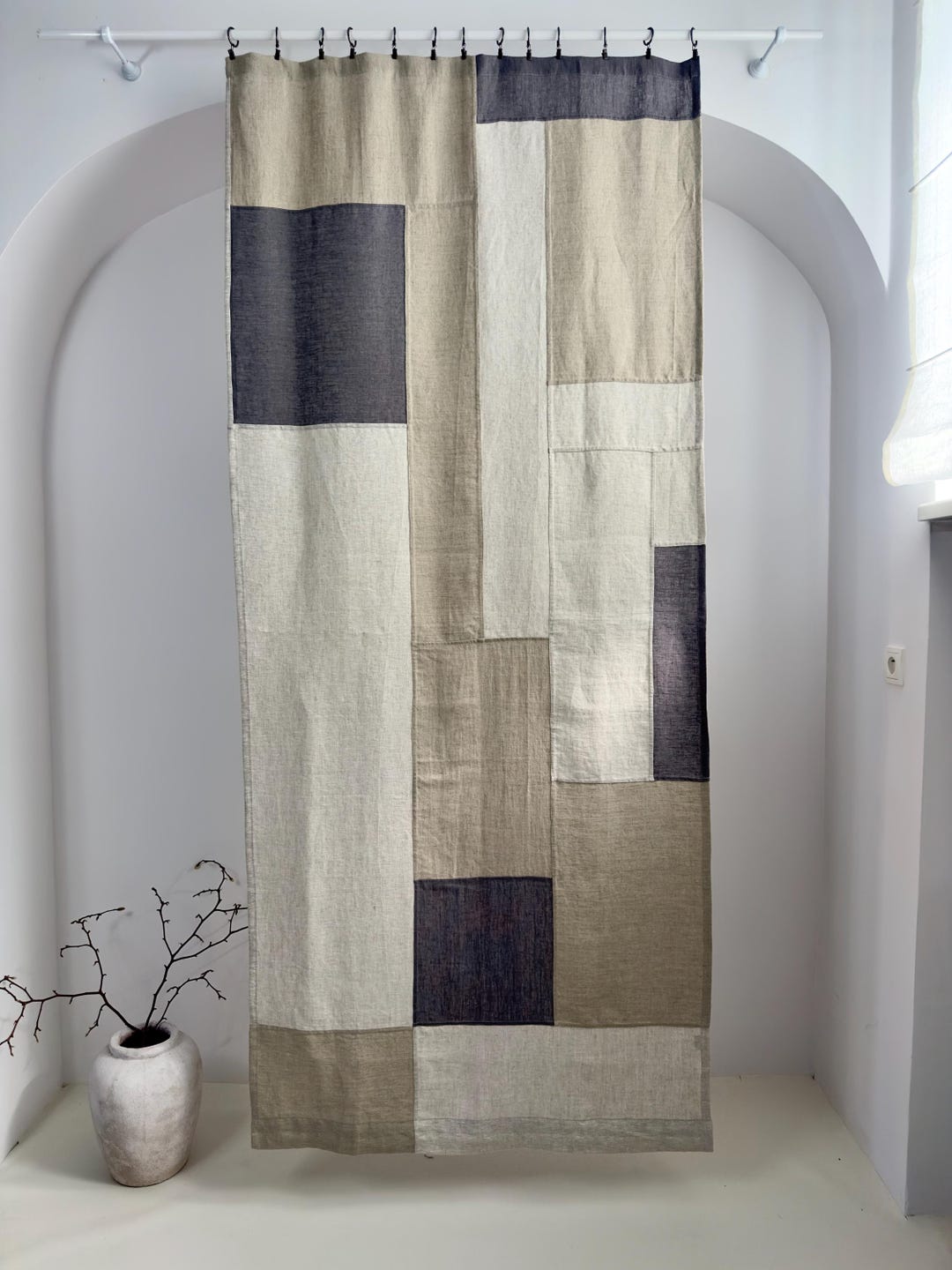 Linen Patchwork Pojagi Curtain: Korean Style Window Panel - Etsy