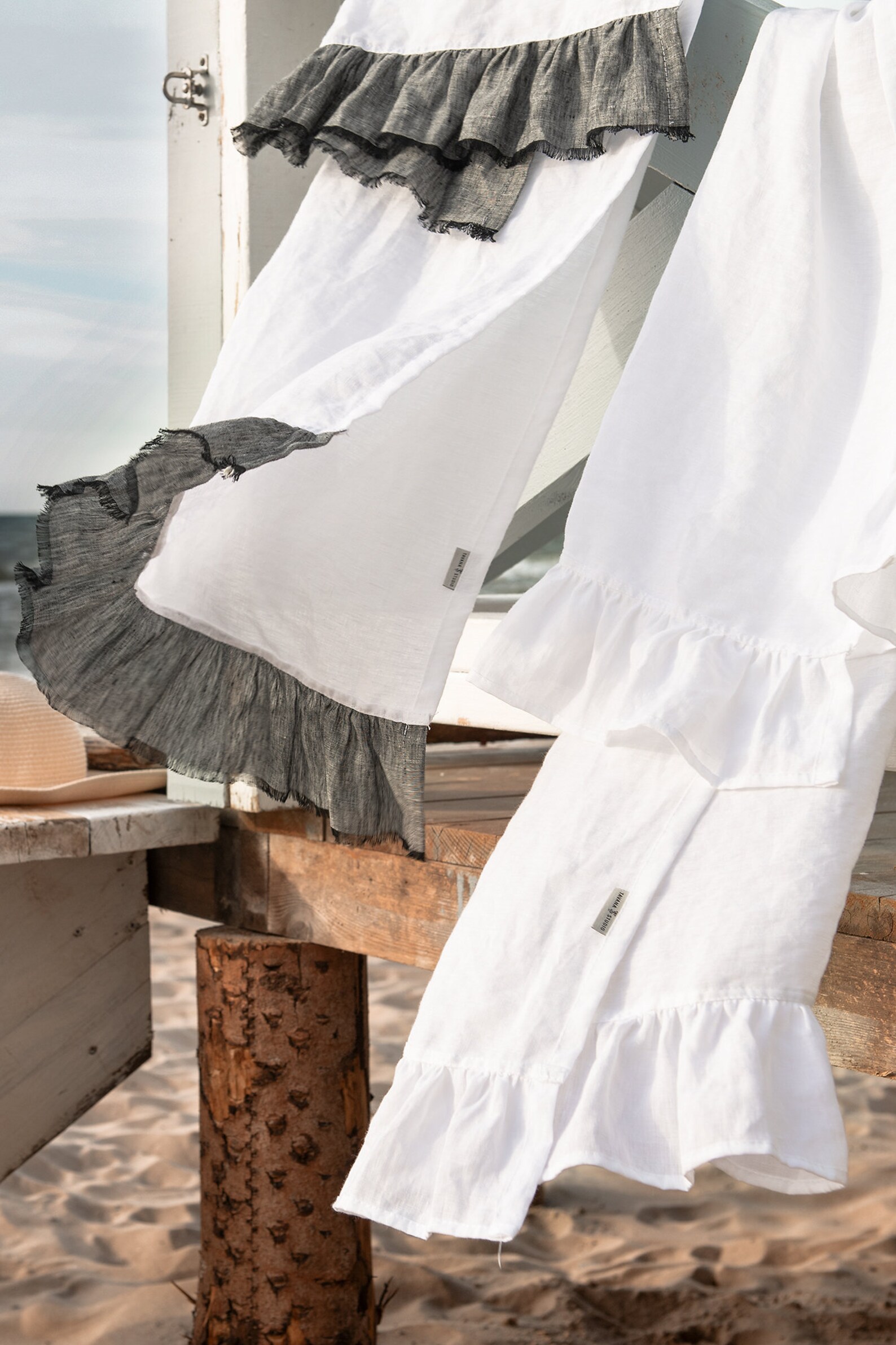 Linen Beach Ruffle Towel Ruffled Linen Hand Towels in Shabby - Etsy