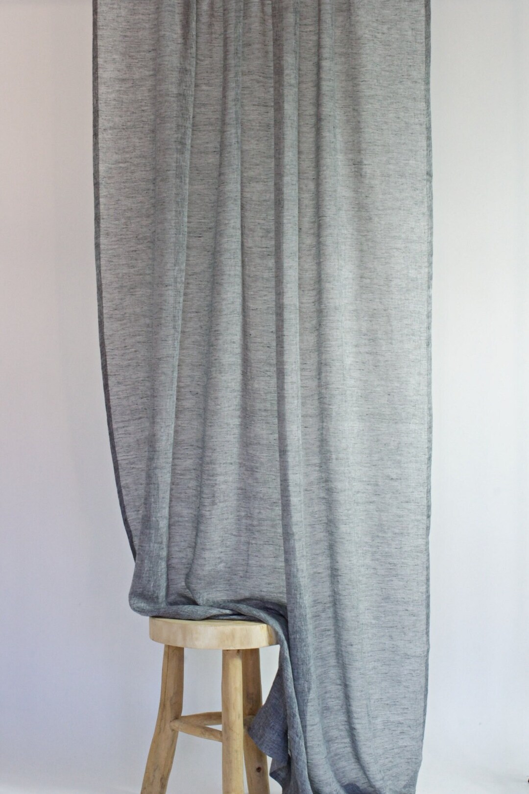 Sheer Linen Curtain, Grey Linen Curtain, Rod Pocket Linen Window Panel ...