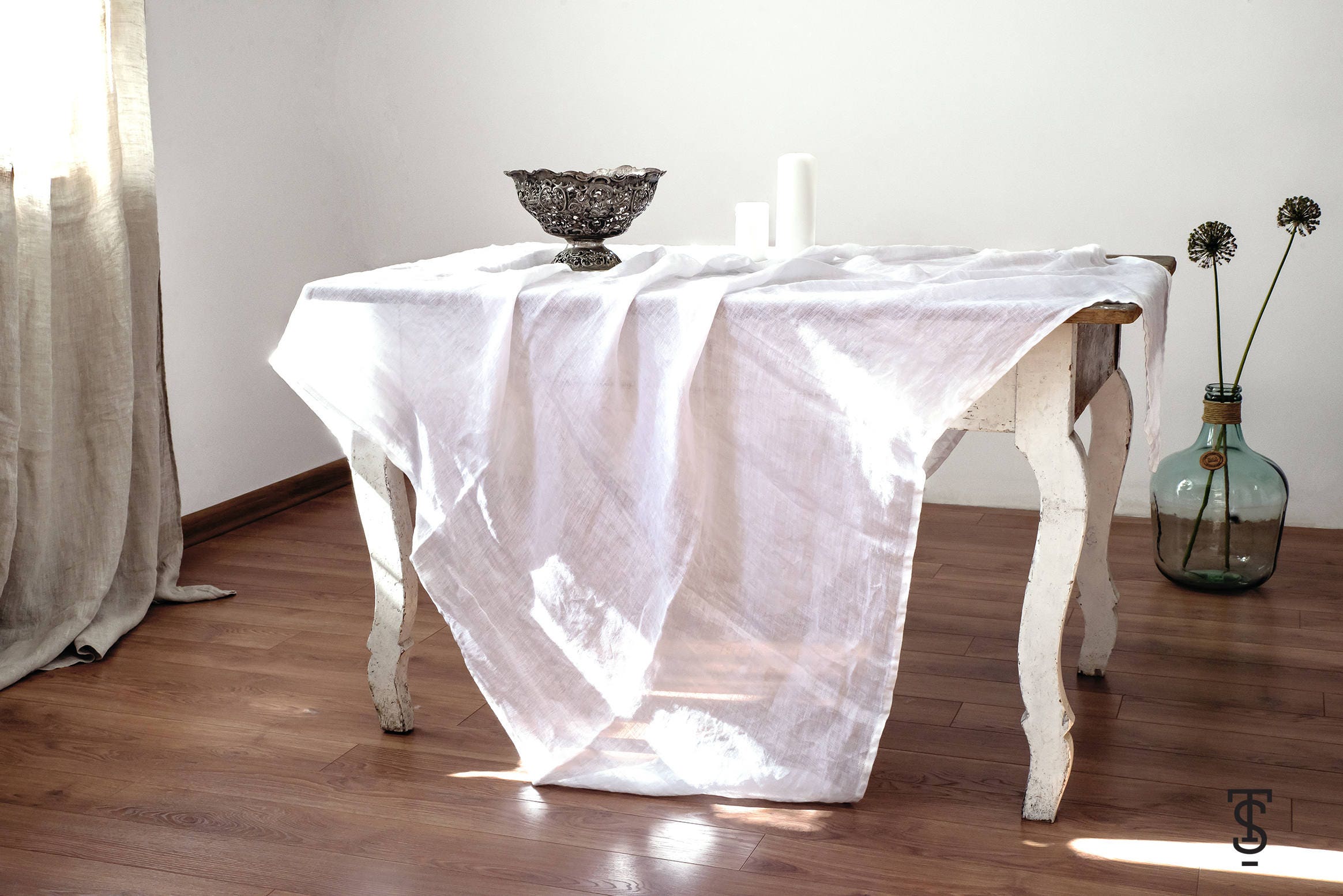 Softened and Transparent Long Rectangle Linen Tablecloth | Etsy